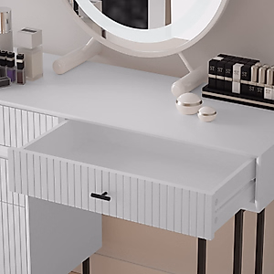 Anbuy Makeup Vanity Desk Set with Drawers, Large Modern Makeup Dressing Table Bedroom Vanity Sets Storage Dresser Furniture Set