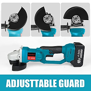 Cordless Angle Grinder with 18V 4.0Ah Li-Ion Battery & Charger,4-1/2-Inch,Brushless Motor,2-Position Handle,Battery Powered Grinder Tool Set for Metal Wood