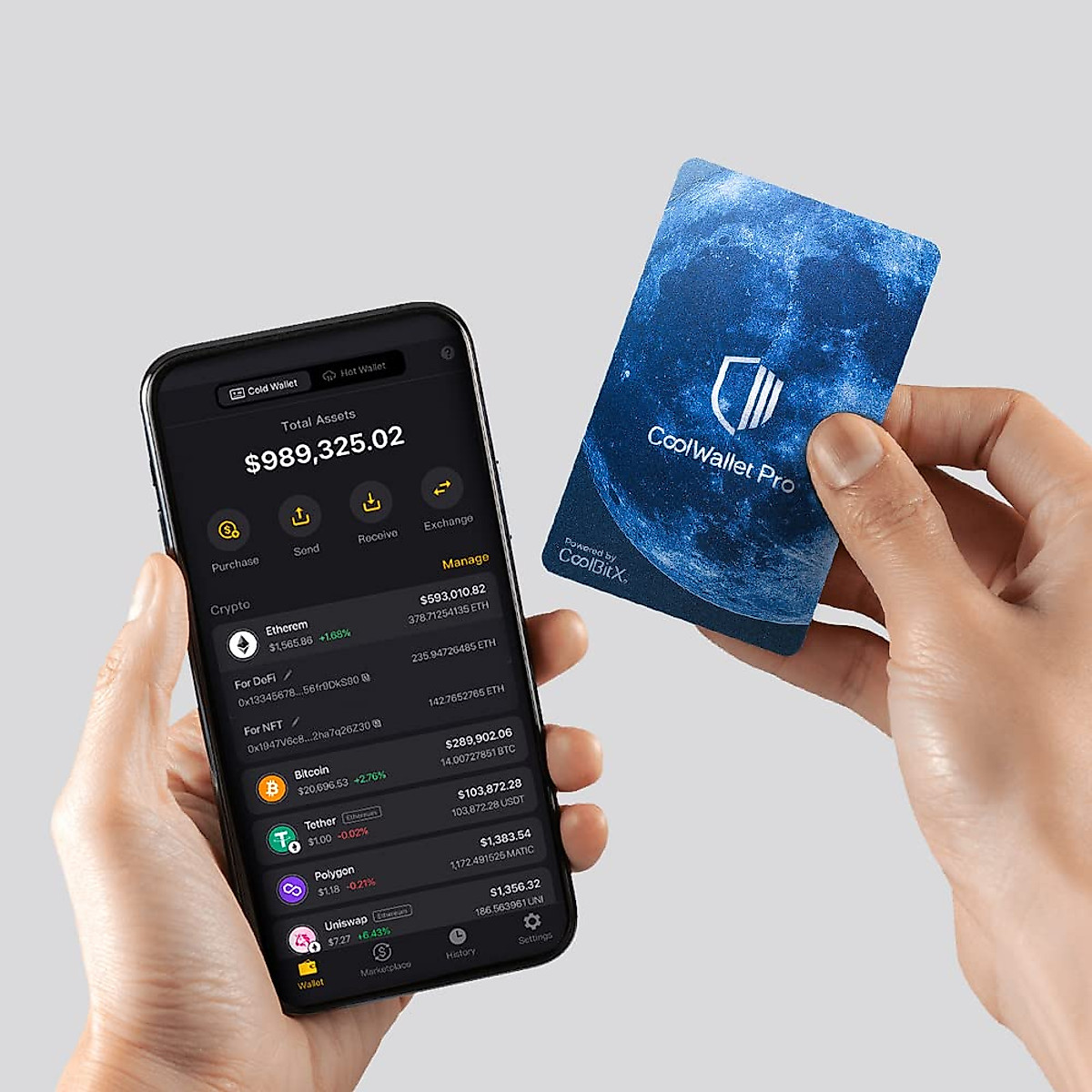 CoolWallet Pro Crypto Hardware Wallet - Bluetooth, Wireless, NFT and MetaMask Support - Credit Card Sized Portability Cold Storage Secure for Bitcoin, Ethereum, ERC20 Tokens, BEP20 Tokens and More