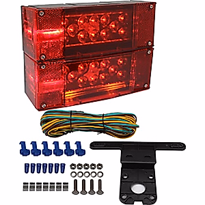 MAXXHAUL 70468 Trailer Light Kit - 12V All LED, Rectangular Left and Right Waterproof Submersible for Trailers, Boat Trailer Truck Marine Camper RV Snowmobile