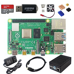 DIGISHUO Raspberry Pi 4B Model B 8GB RAM DIY Kit | with Case | Pi Cooling Fan | San Disk 64G SD Card Micro-SD | Micro HDMI Cable | Sufficient 5V 3A Power Supply (8G Module 8 in 1 Kit)