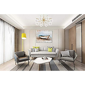 SYGALLERIER Coastal Canvas Wall Art Hand Painted Boat Still Life Painting Modern Nautical Pictures Aesthetic Artwork for Living Room Bedroom Bathroom Decor