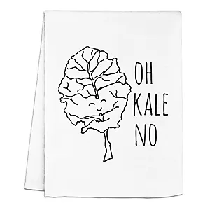 Moonlight Makers Funny Dish Towel, Oh Kale No! Flour Sack Kitchen Towel, Sweet Housewarming Gift, Farmhouse Kitchen Decor, White
