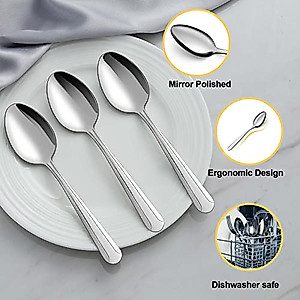 BEWOS 24 Pieces Tea Spoons Set, 6.2 Inches Stainless Steel Teaspoons Silverware, Spoons Silverware, Coffee Spoons, Small Spoons, Mirror Polished, Dishwasher Safe, Silver Spoons For Home, Restaurant