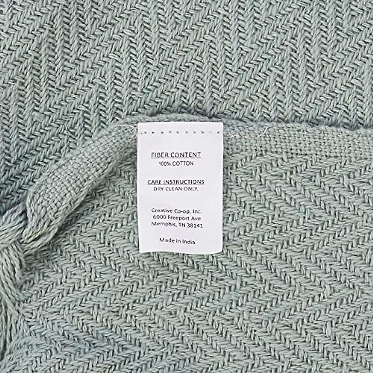 Creative Co-Op Blue Cotton Poms 21-Textiles-Blankets/Throws, Aqua