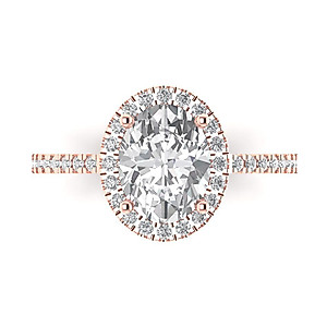 Clara Pucci 2.86 ct Oval Cut Solitaire accent Halo Moissanite Diamond Engagement Promise Anniversary Bridal Ring 14k Rose Gold