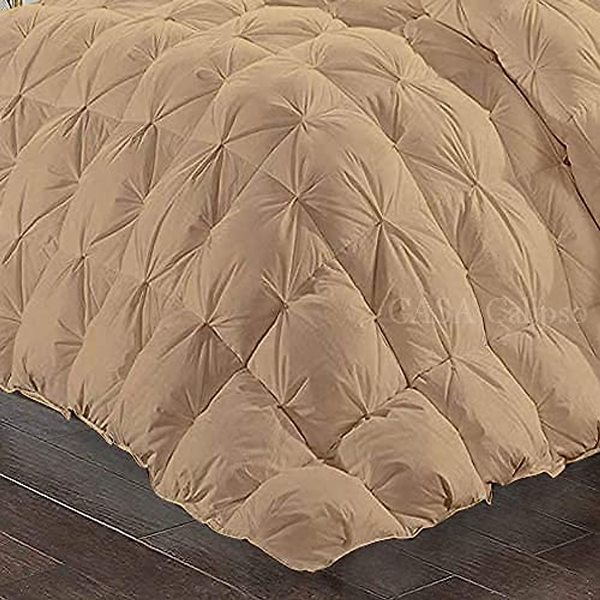 1 Pc Pinch Pleated Comforter with 2 Pillow Shams 100% Cotton 400 GSM Ultra Soft, Fluffy, Lightweight Comforter for All Season Twin/Twin XL Size Taupe 3 PC-Pinch Pleat Comforter Set