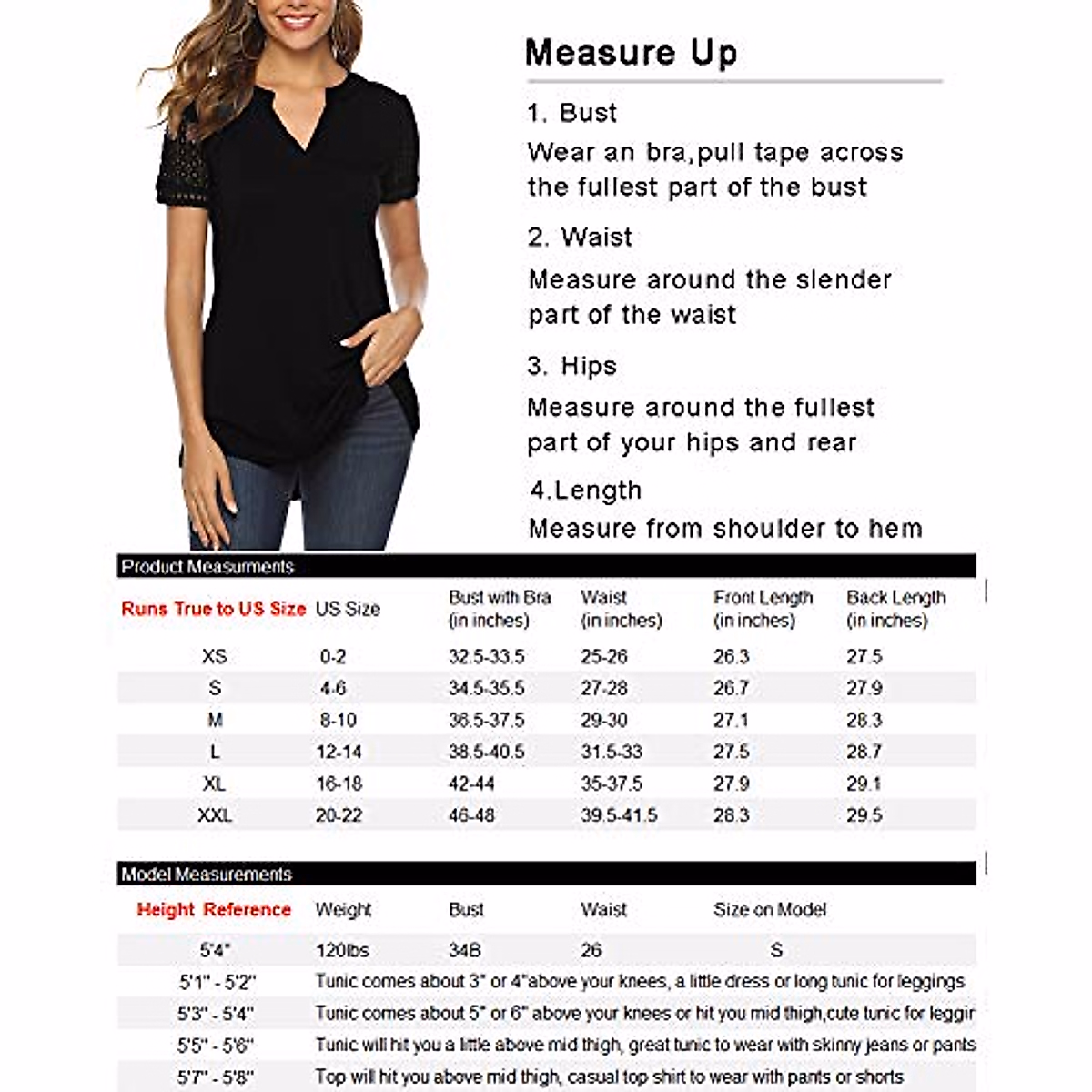 Zattcas Women's Summer V Neck Short Sleeve Tunic Shirt Business Casual Blouses for Women Black Medium