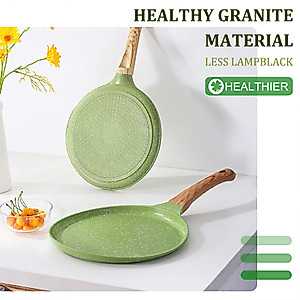 11 Inch Frying Pan Non-Stick Steak Pancake Cooking Breakfast Maker Crepe Pan Pancake Pan Household Wooden Handle Egg Griddle Pan