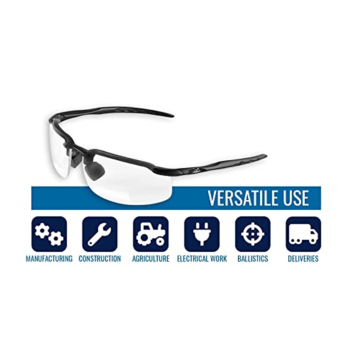 Bullhead Safety Swordfish Bifocal Safety Glasses, 2.0 Diopter, ANSI Z87+, Reader Glasses with UV Light Protection and Anti-Scratch Coating, Clear Lenses, Matte Black Frame