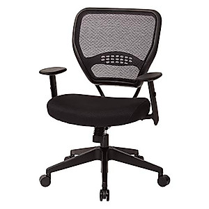 Space Seating 55 Series Professional Dark Air Grid Back Adjustable Office Desk Chair with Built-in Lumbar Support, Black Mesh