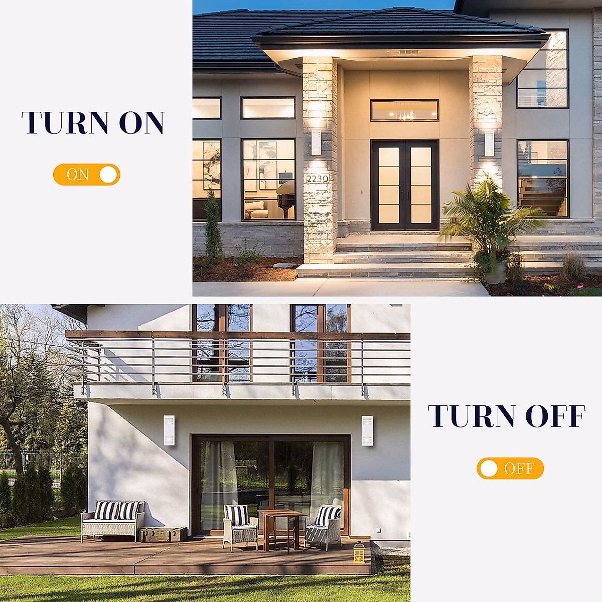 harriet Outdoor Wall Lights, Modern Outdoor Wall Sconces Aluminum Waterproof, 13" Rectangular Porch Light Up and Down Lighting for Outdoor Wall Mount, White