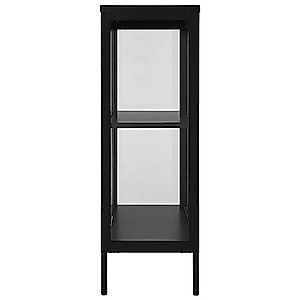 vidaXL Sideboard Black 29.5"x13.8"x41.3" Steel and Glass