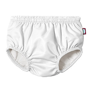 Made in USA Baby Girls and Boys Swim Diaper Cover Reusable Leakproof for Swimming Pool Lessons Beach, White, 9-12 Months