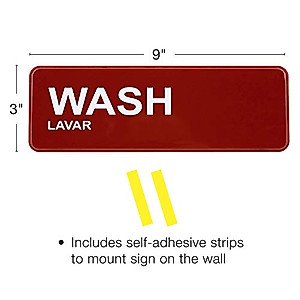 Excello Global Products Wash, Rinse, Sanitize Signs 8.5" x 2.75" (3 Signs)