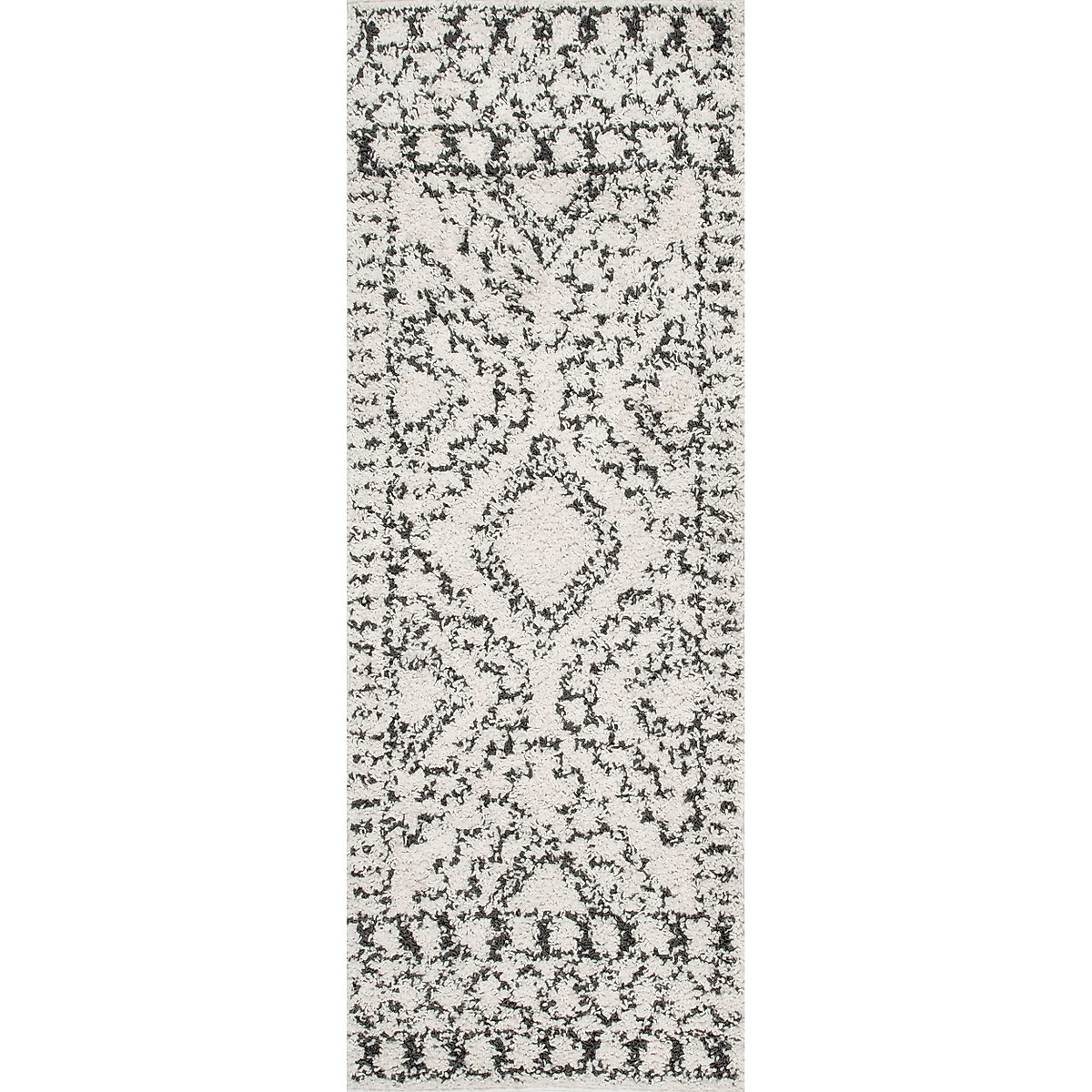 nuLOOM Lacey Moroccan Geometric Shag Runner Rug, 2' 8" x 6', Off White