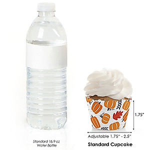 Big Dot of Happiness Fall Pumpkin - Halloween or Thanksgiving Party Decorations - Party Cupcake Wrappers - Set of 12