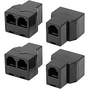 Uvital RJ12 6P6C 1 Female to 2 Female Telephone Line Splitters, Telephone Landline Cable Connector and Separator(Black,4 Pack)