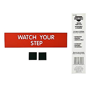 Cosco Sign, Red Engraved, Watch Your Step, 2 x 8 Inches (098008)