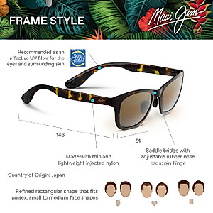 Maui Jim Men's and Women's Hana Bay Polarized Classic Sunglasses, Tokyo Tortoise/HCL® Bronze, Medium