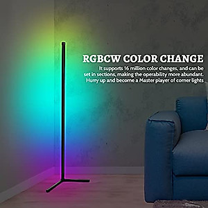 xuelili RGB Corner Floor Lamp, WiFi Dimmable LED Floor Lamp Compatible with Alexa and Google Assistant, Creative DIY/ Music Sync Flowing Light/ Timing Mood Corner Lamp for Living Room, Bedroom, Party