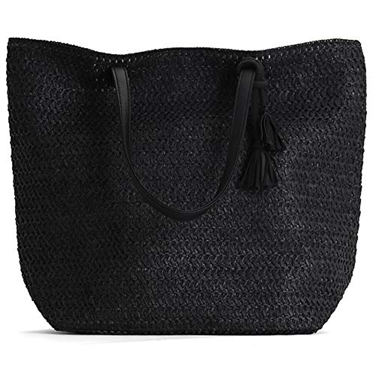 Rutledge & King Straw Bag - Tote Bag - Beach Bag - Large Tote Bag (1 pack, Black)