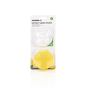 Medela Contact Nipple Shield for Breastfeeding, 24mm Medium Nippleshield, For Latch Difficulties or Flat or Inverted Nipples, 2 Count with Carrying Case, Made Without BPA