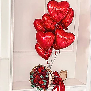 Heart Love Foil Balloon 18 inch, Helium Support Valentines Day Wedding Bridal Engagement Party Anniversary Decorations (10 pcs 18")