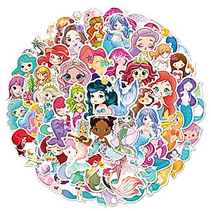 52Pcs Mermaid Stickers for Girls, Mermaid Decals for Laptop, Cups, Computor, Water Bottles, Mermaid Birthday Party Supplies, Mermaid Party Favors, Mermaids Gifts for Kids Age 3-6 Year Old, Mermaid Toys, Childrens Window Stickers (Mermaid 1)