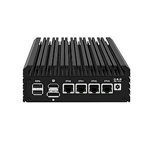 HUNSN Micro Firewall Appliance, Mini PC, VPN, Router PC, Intel 12th Gen Core I3 N305, RJ34, GPIO, TF Slot, HDMI, DP, 4 x 2.5GbE I226-V, Barebone, NO RAM, NO Storage, NO System