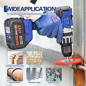 SALI 6 Pack Nylon Filament Abrasive Wire Brush Wheel & Cup Brush Set with 1/4 Inch Hex Shank, 6 Sizes Nylon Drill Brush Set for Removal of Rust Corrosion Paint