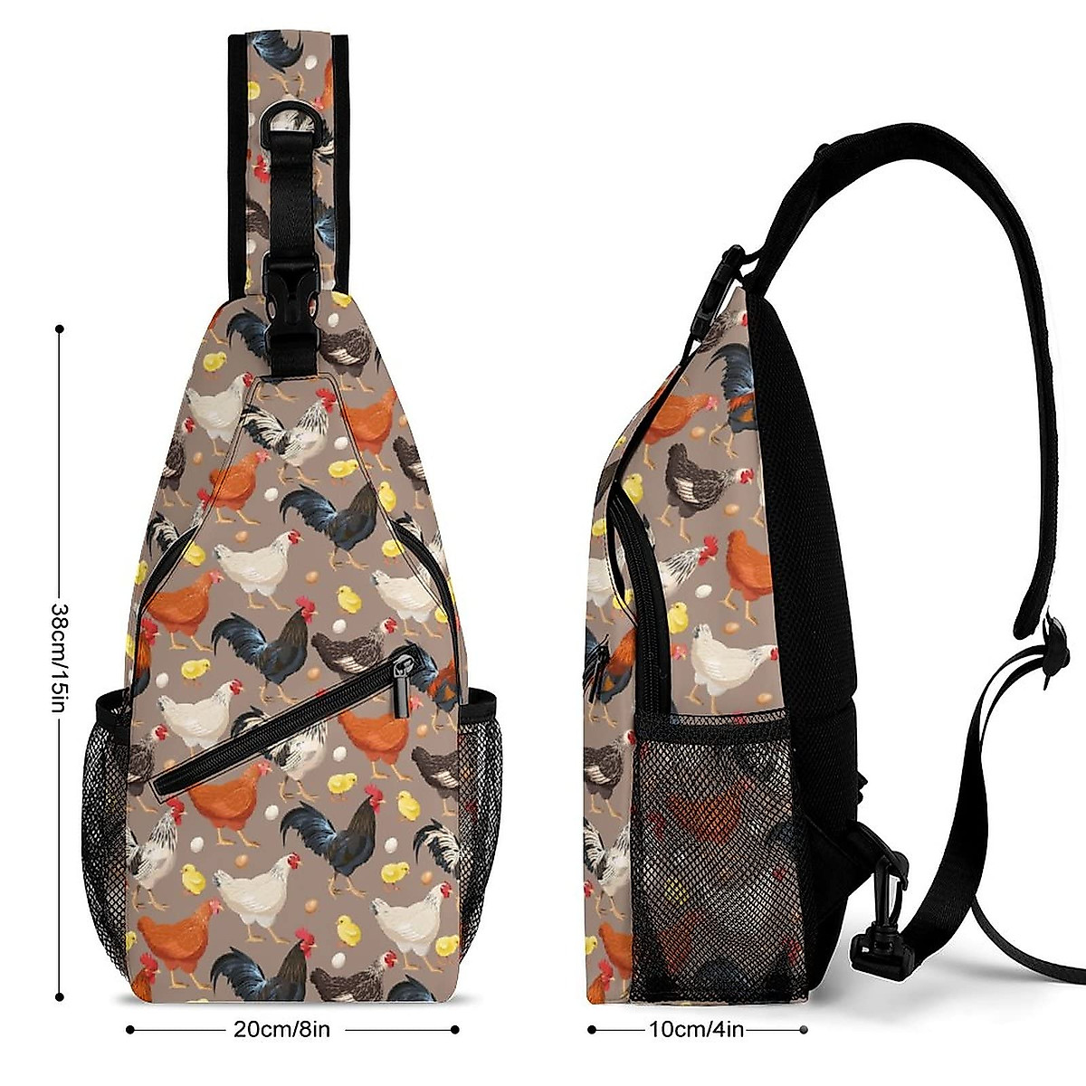 VSOFMY Sling Bag for Men Women Crossbody Sling Backpack Bag for Travel Hiking Daypack Chest Bag Chicken