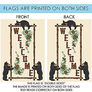 Toland Home Garden 1112578 Welcome Bears Bear Flag 12x18 Inch Double Sided Bear Garden Flag for Outdoor House Welcome Flag Yard Decoration