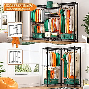 Raybee Clothes Rack for Hanging Clothes Rack Heavy Duty Clothing Rack Load 840 LBS Metal Clothing Racks for Hanging Clothes Rack Heavy Duty Adjustable Wire Garment Rack 76.8" H x 68.8" W x 16.8" D