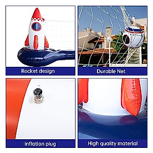 JOSEN Inflatable Pool Float Volleyball Set Court(118"x 25"x 42"),Volleyball Net for Adults,Family,Swimming Game Water Play Parties,Fun Summer Activity - Rockets