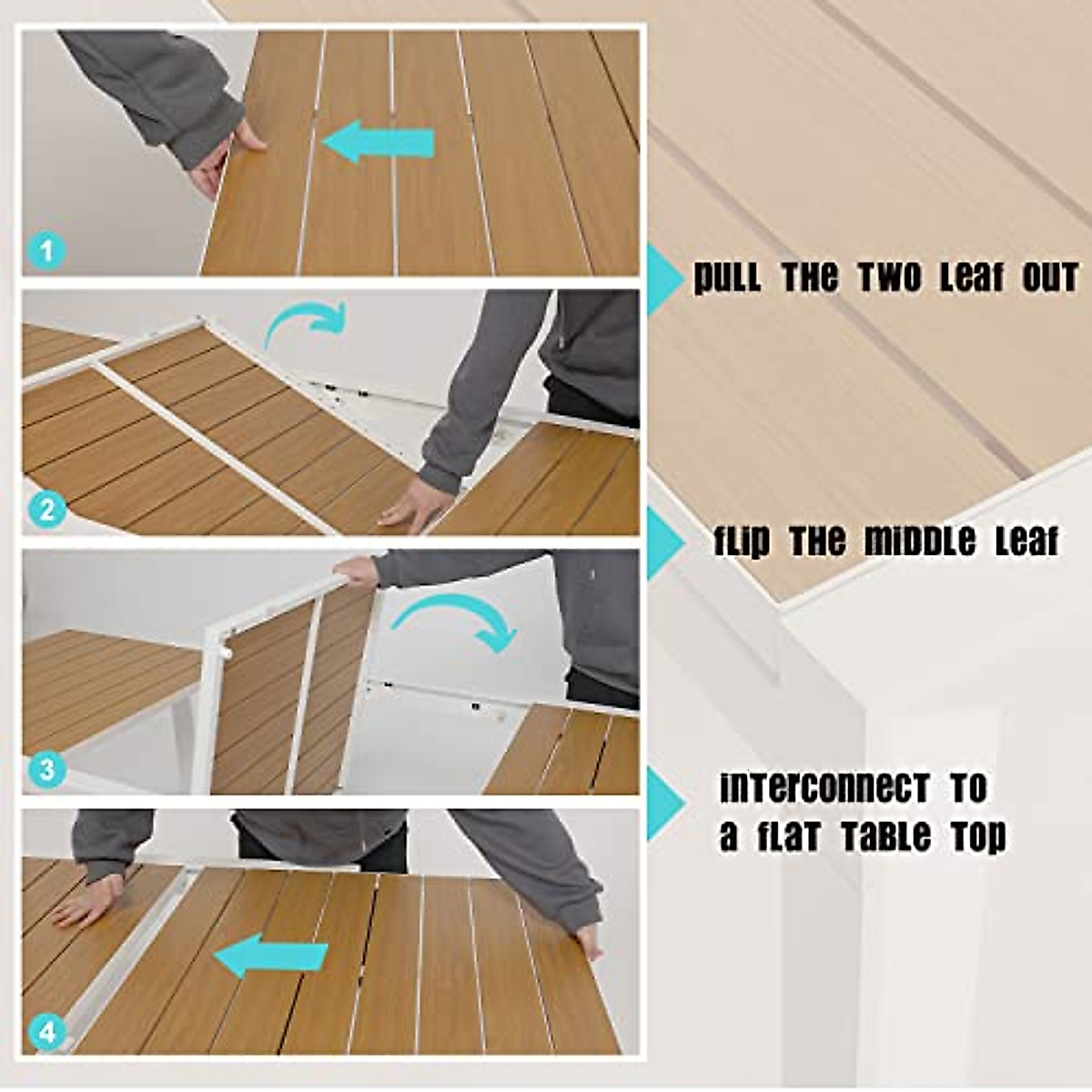 Aoodor Outdoor 6-10 Person Aluminum Patio Extendable Dining Table, Rectangular Table & 8 Chairs for Patio, Deck, Garden,Courtyard - Brown and White