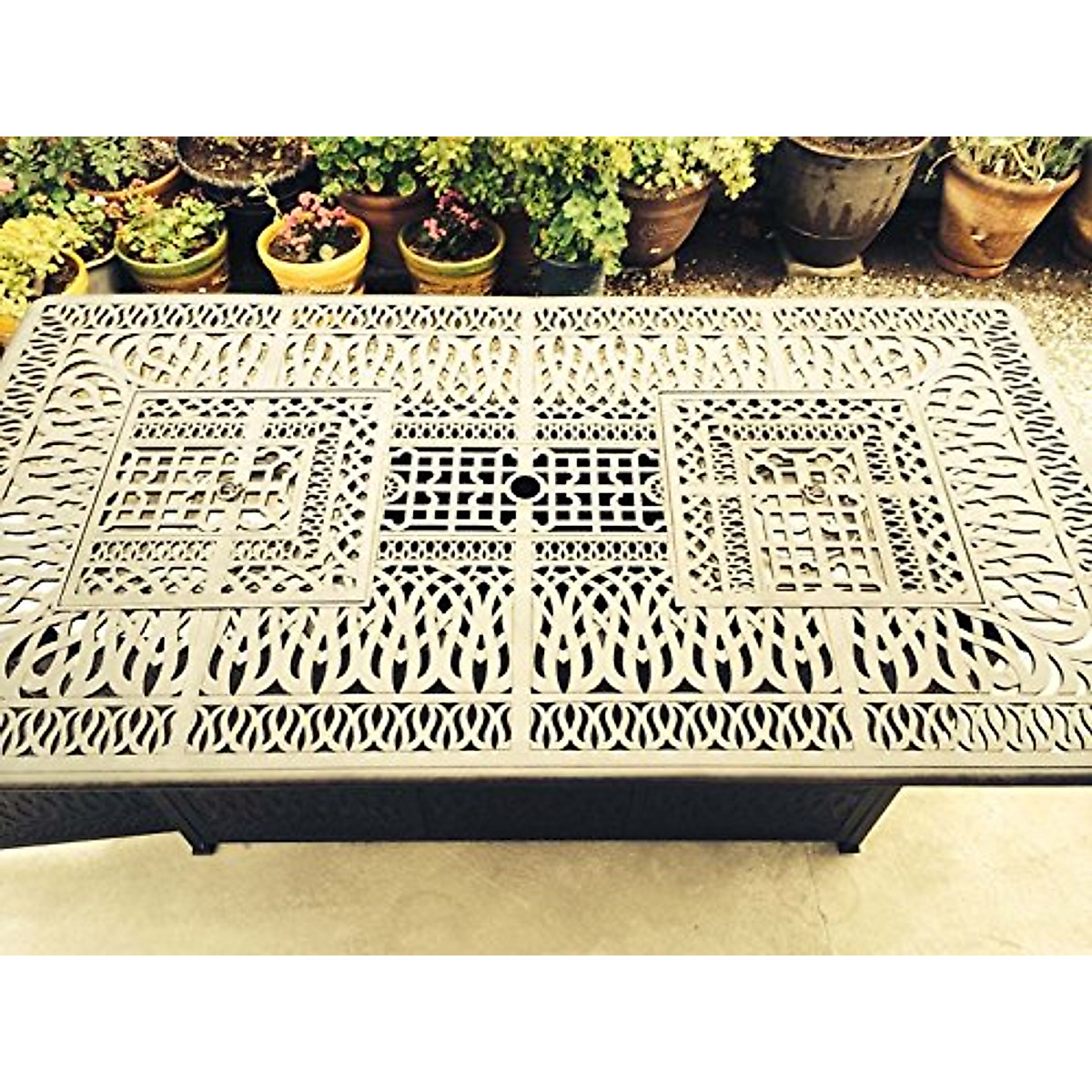 Bar Height fire Pit Dining Set 9 Piece cast Aluminum Patio Furniture Sunbrella Cushions