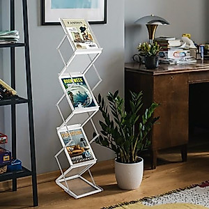 Nisorpa Literature Rack, Foldable Magazine Rack Office Racks & Displays Magazine Rack Catalog Brochure Display Stand Holder Catalog for Trade Show Exhibitions Office Retail Store, 3 height adjustable,
