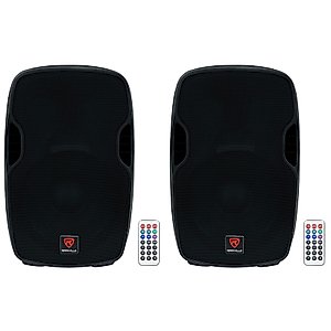 Rockville (2) BPA15 15" Professional Powered 800 Watt DJ PA Speakers w Bluetooth