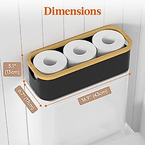 Lifewit Toilet Tank Topper Paper Basket 2 Packs, Bamboo Foldable Back of Toilet Organizer Tray with Handles, 9.5L Bathroom Fabric Storage Bins for Countertop, Shelves, Closet, Laundry, Nursery, Black