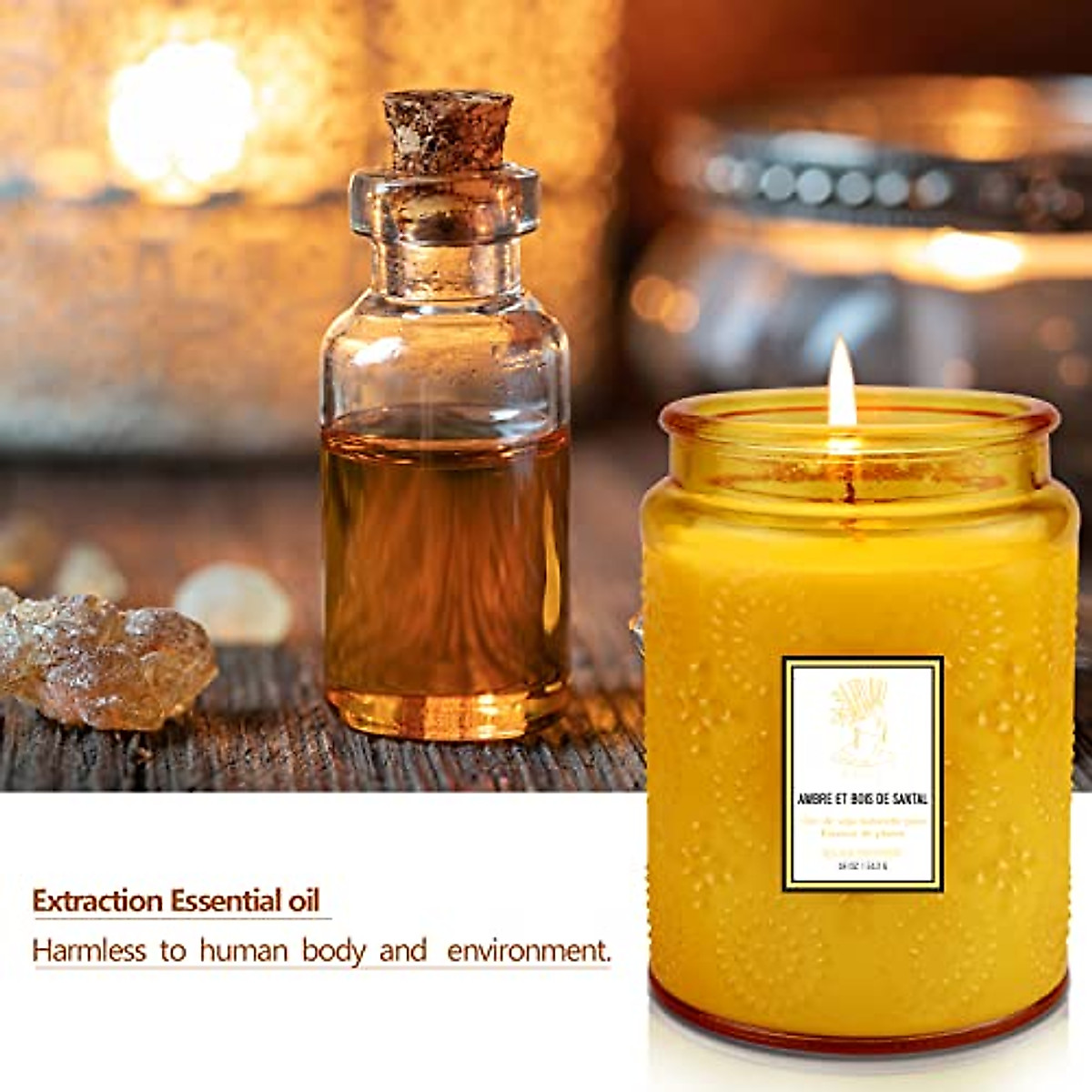 Candles, Amber Candles Relief Scented Candle, 2 Pack 36oz Large Glass Jar Candles for Home Scented, 280 Hours Long Lasting Aromatherapy Soy Candle, Gifts for Women Mother and Friend