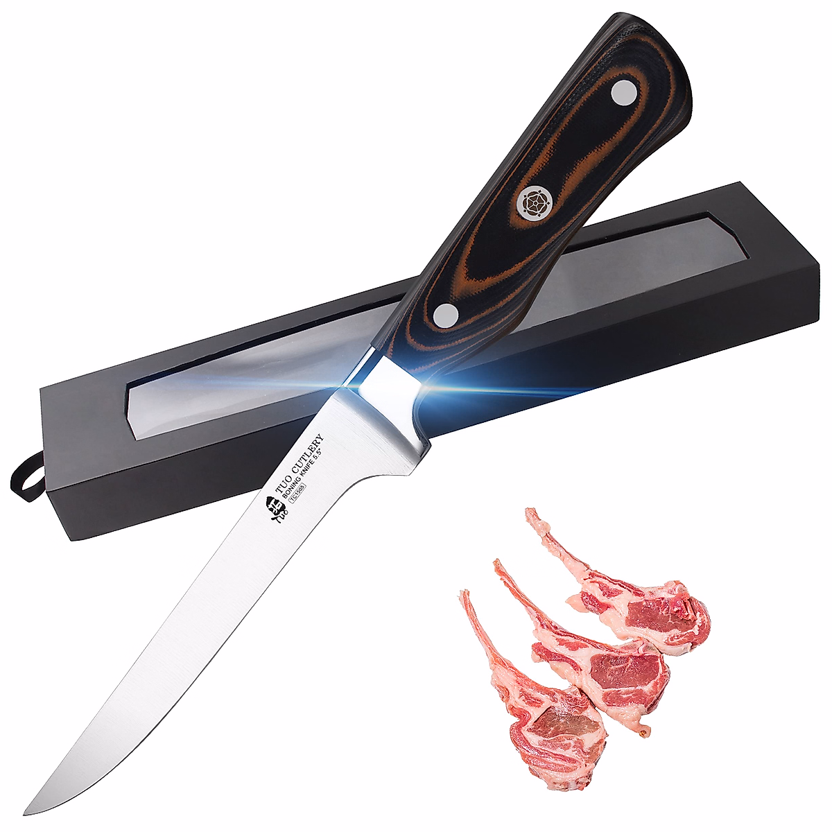 TUO Boning Knife - Flexible Fillet Knife 5.5 inch Small Kitchen Knife for Meat Poultry - German Stainless Steel Fishing Knife - G10 Ergonomic Handle with Gift Box - Legacy Series
