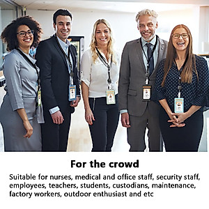 Leather Badge Holder and Adjustable Retractable Lanyards, Quick Release Buckle and Safety Breakaway Lanyards with Swivel Metal Clasp for Offices, Staff, Students, Employees