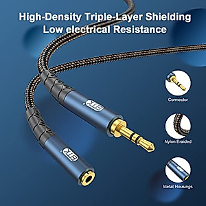 EMK Headphone Extension Cable 3.5mm AUX Extension Male to Female Stereo Audio Cable 24k-Gold Plated Connector Nylon Braided AUX Extension Cord(3.3ft/1m)