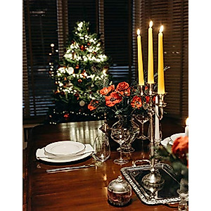 Hyoola 10" Beeswax Taper Candles - 10 Hour Burn Time - Yellow Beeswax Candles - 4 Pack