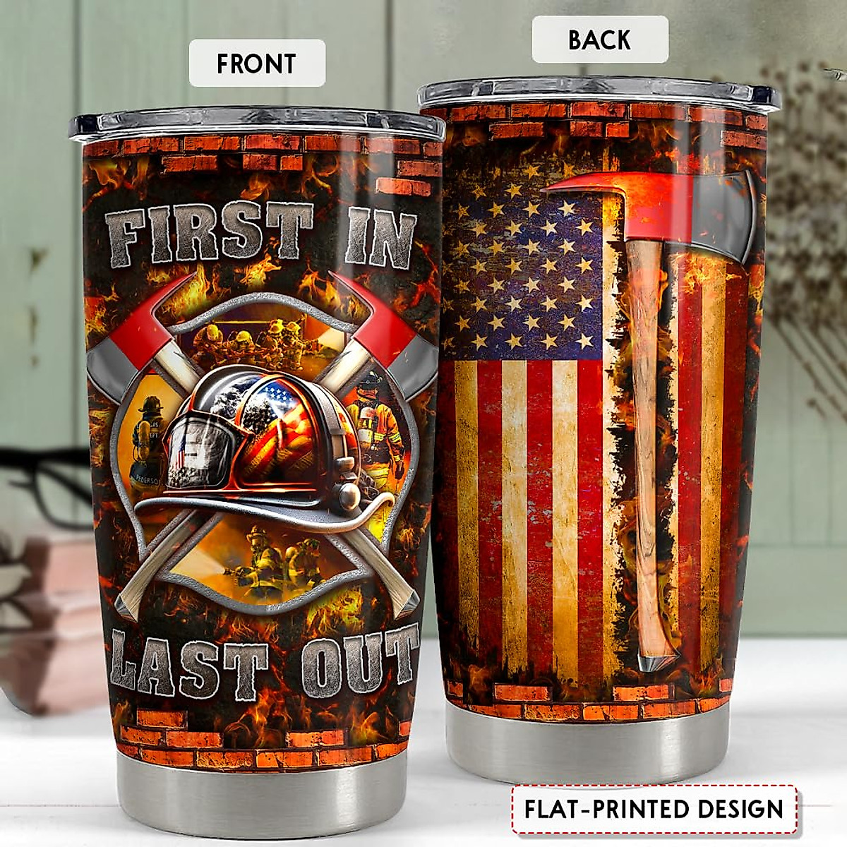 SANDJEST Firefighter Tumbler 20oz Fireman Gifts for Men Stainless Steel Insulated Tumblers Coffee Travel Mug Firefighters Cup Firemen Gift for Birthday Christmas