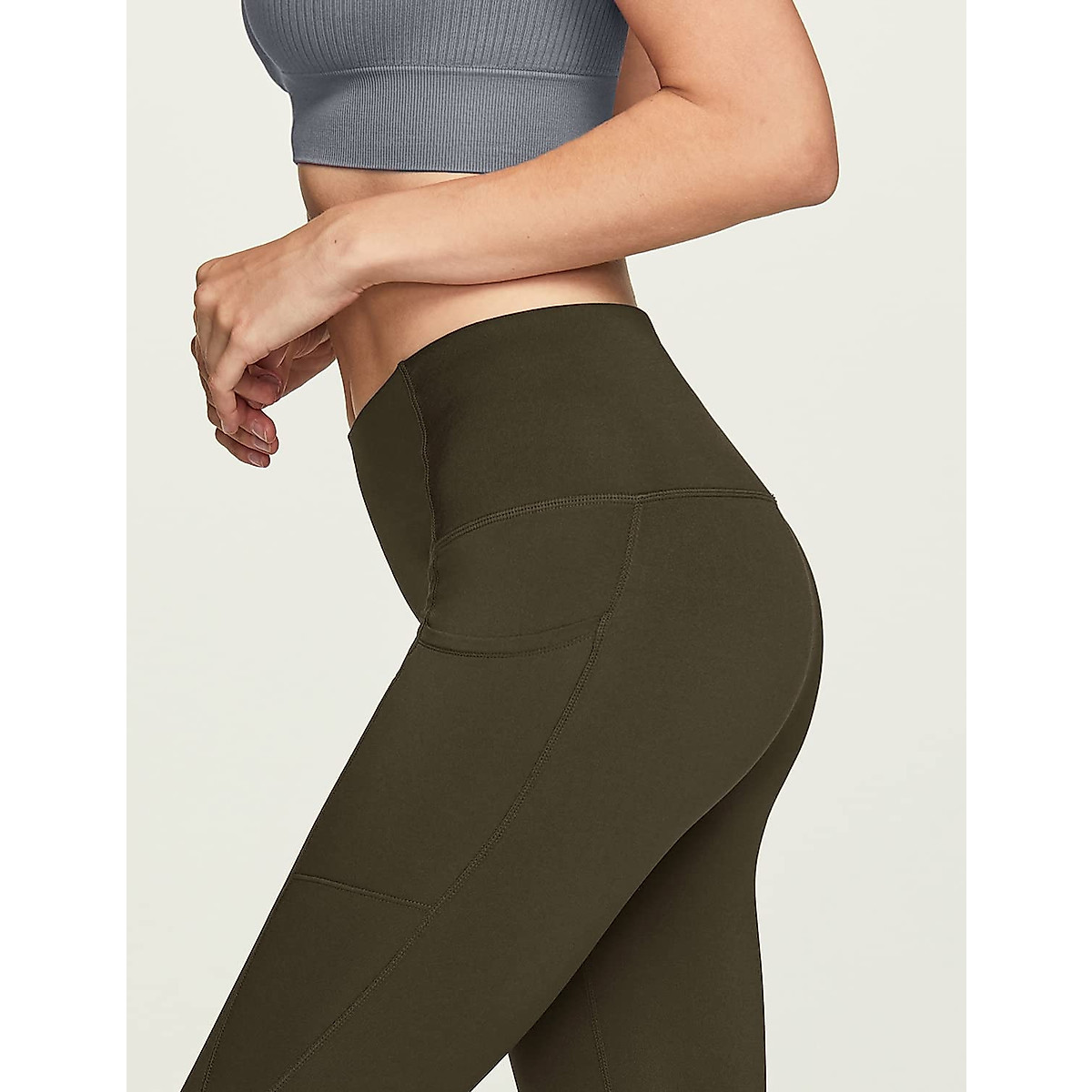 ATHLIO Women's Thermal Yoga Pants, High Waist Warm Fleece Lined Leggings, Winter Workout Running Tights, Thermal Pocket Black/Olive, X-Small