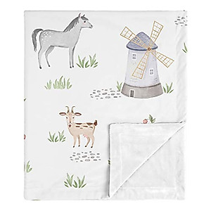 Sweet Jojo Designs Farm Animals Baby Boy Girl Receiving Security Swaddle Blanket for Newborn or Toddler Nursery Car Seat Stroller Soft Minky - Watercolor Farmhouse Horse Cow Sheep Pig