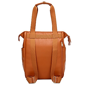 Kah&Kee Feaux Leather Convertible Backpack Tote Bag Casual Travel Daypack 2way for Women Man (Black)