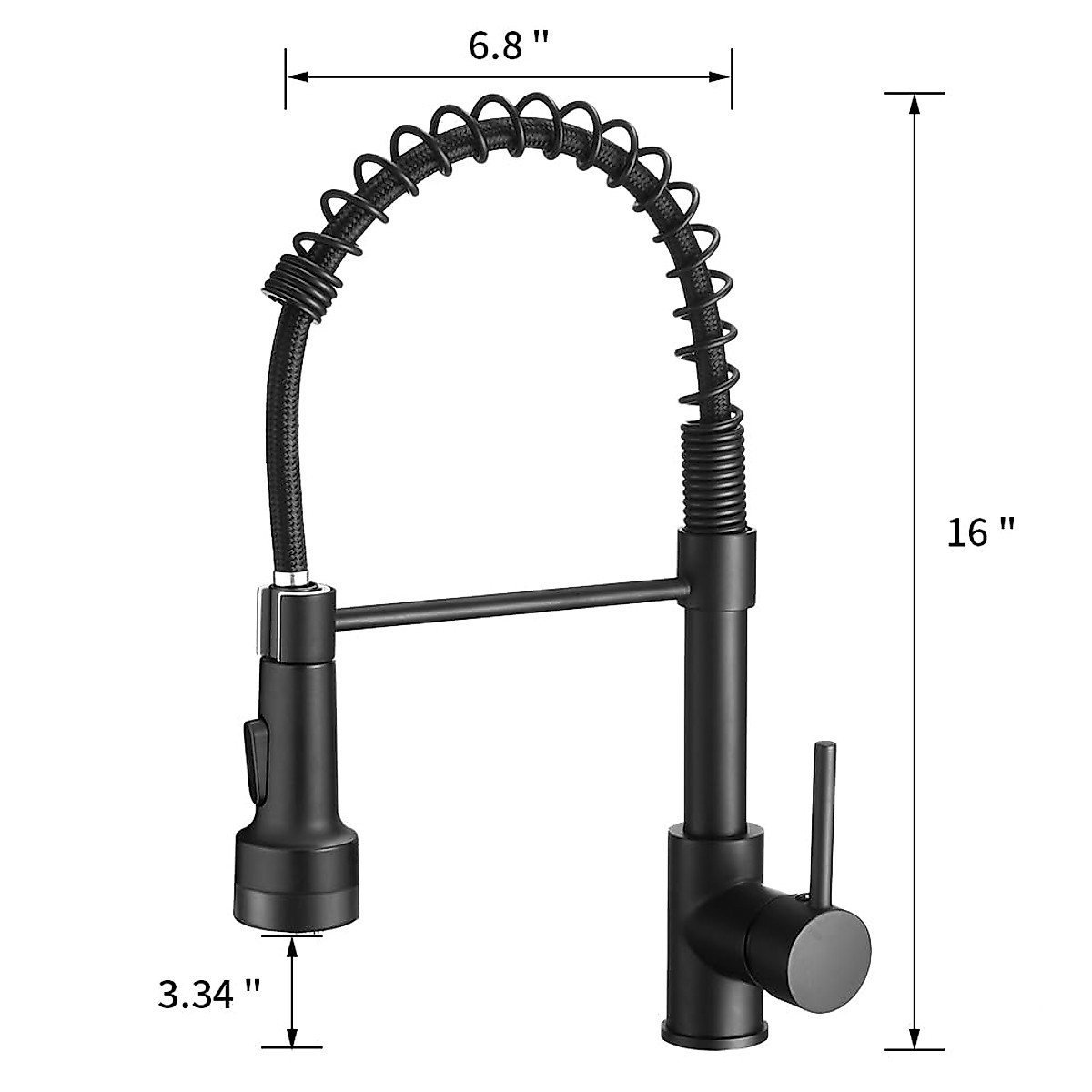 Black Kitchen Faucet with Pull Down Sprayer, WOTOKOL Solid Brass Kitchen Faucets Sprayer Spring Single Handle Commercial Kitchen Sink Faucet with LED Light